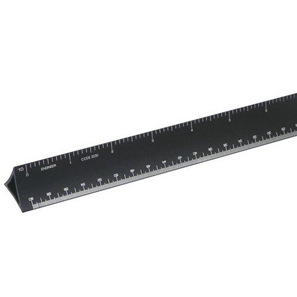 12" Black Hollow Aluminum Triangular Architect Scale