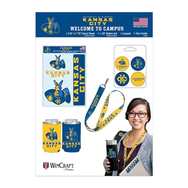 Missouri UMKC Back to Campus 4pc Decal, Button set, Cooler, and Lanyard